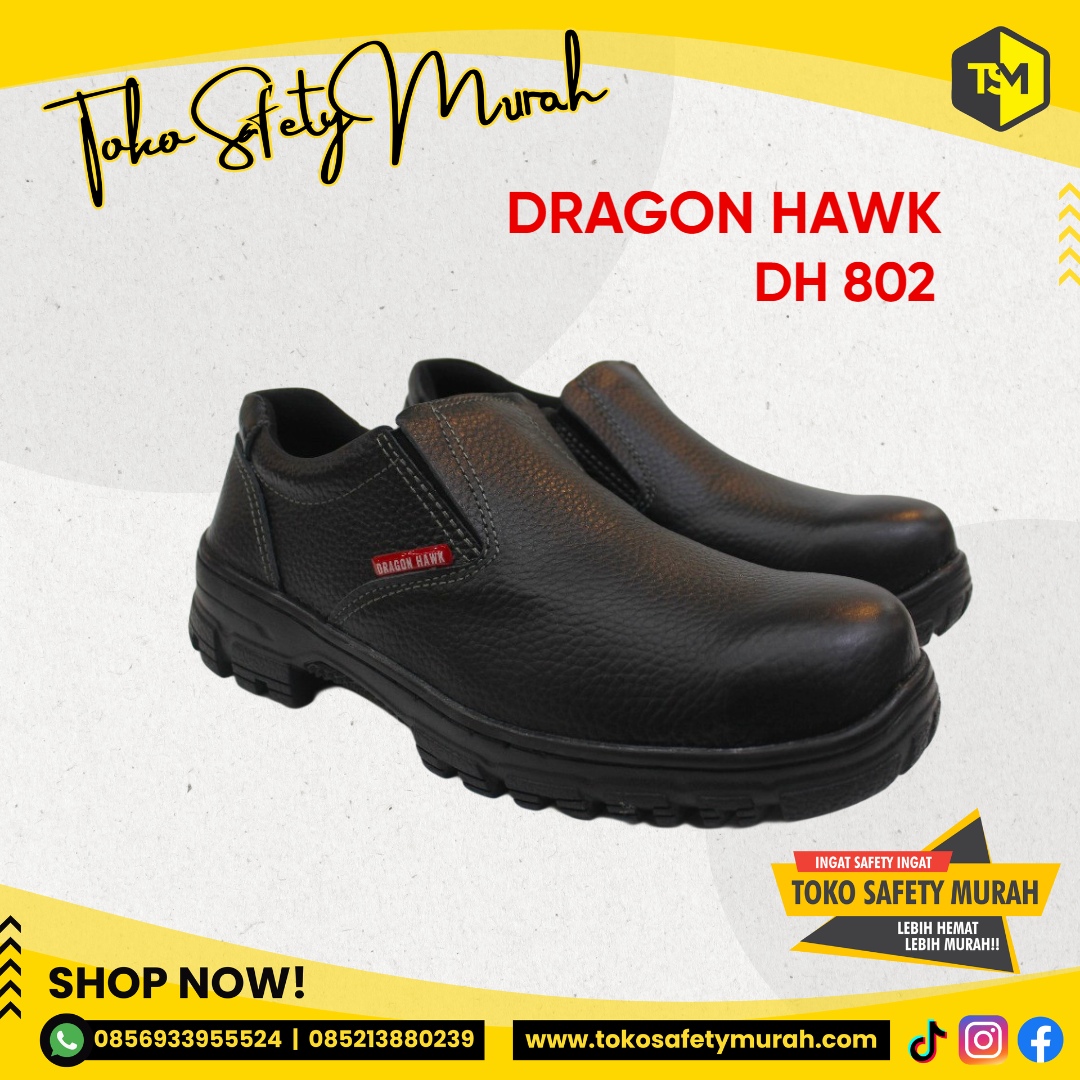 Safety Shoes Dragon Hawk – Sepatu Kerja Mekanik & Proyek DH 802 Size 36 ...